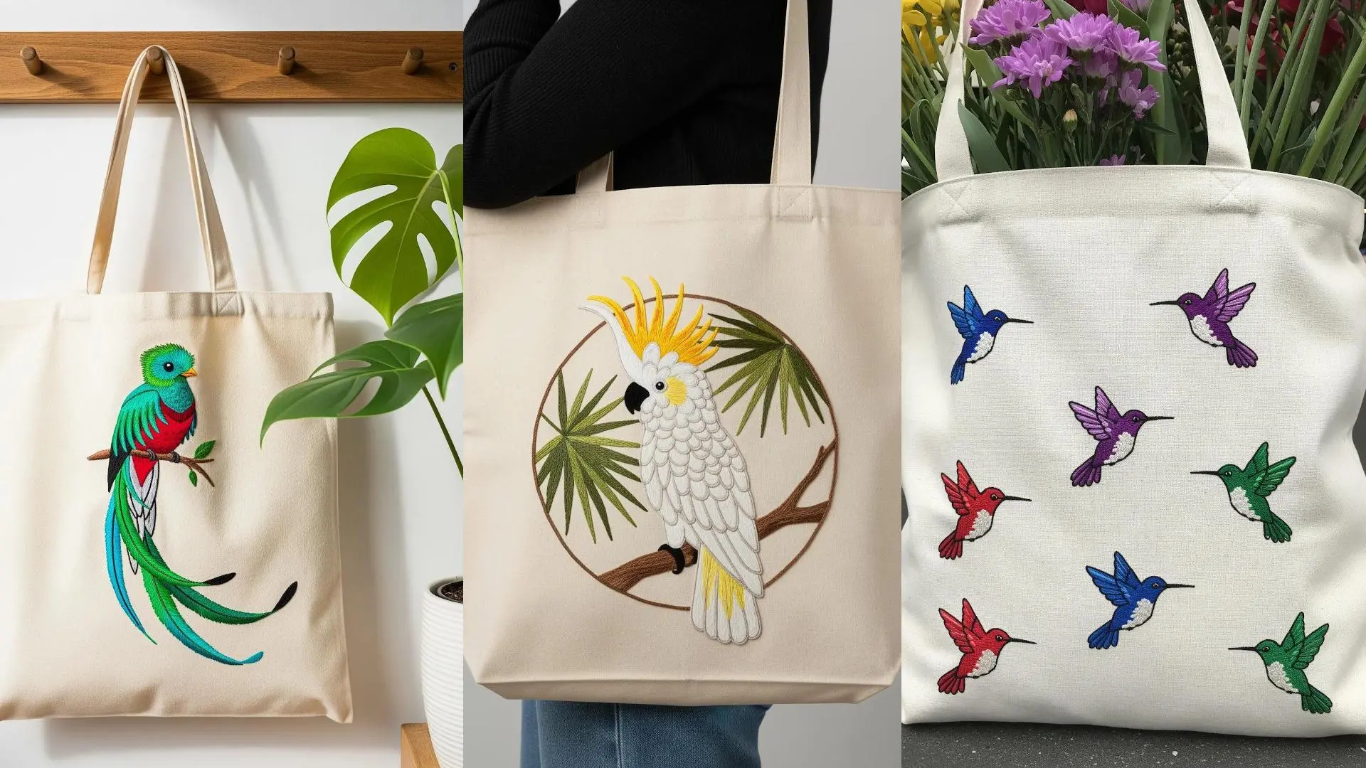 18 Colorful Tropical Bird Embroidery Stitches to Transform Plain Tote ...
